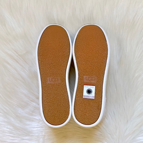 UGG | Shoes | Ugg White Leather Olive High Top Sneakers | Poshmark